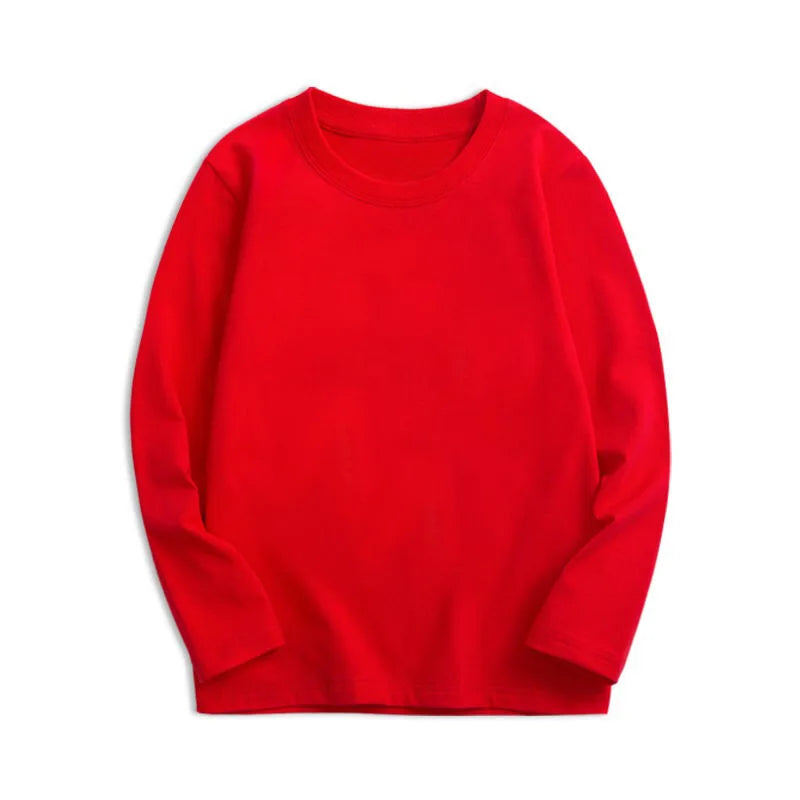 10Colors Spring Long Sleeve Tees Children's T-shirt Cotton Solid Colou ...